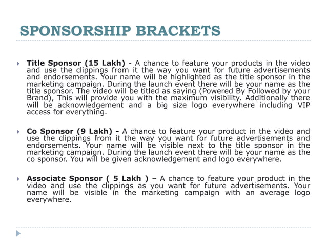 Music Video - Sponsorship proposal | PPTX | Marketing and Advertising ...