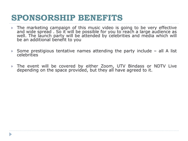 Music Video - Sponsorship proposal | PPTX | Marketing and Advertising ...