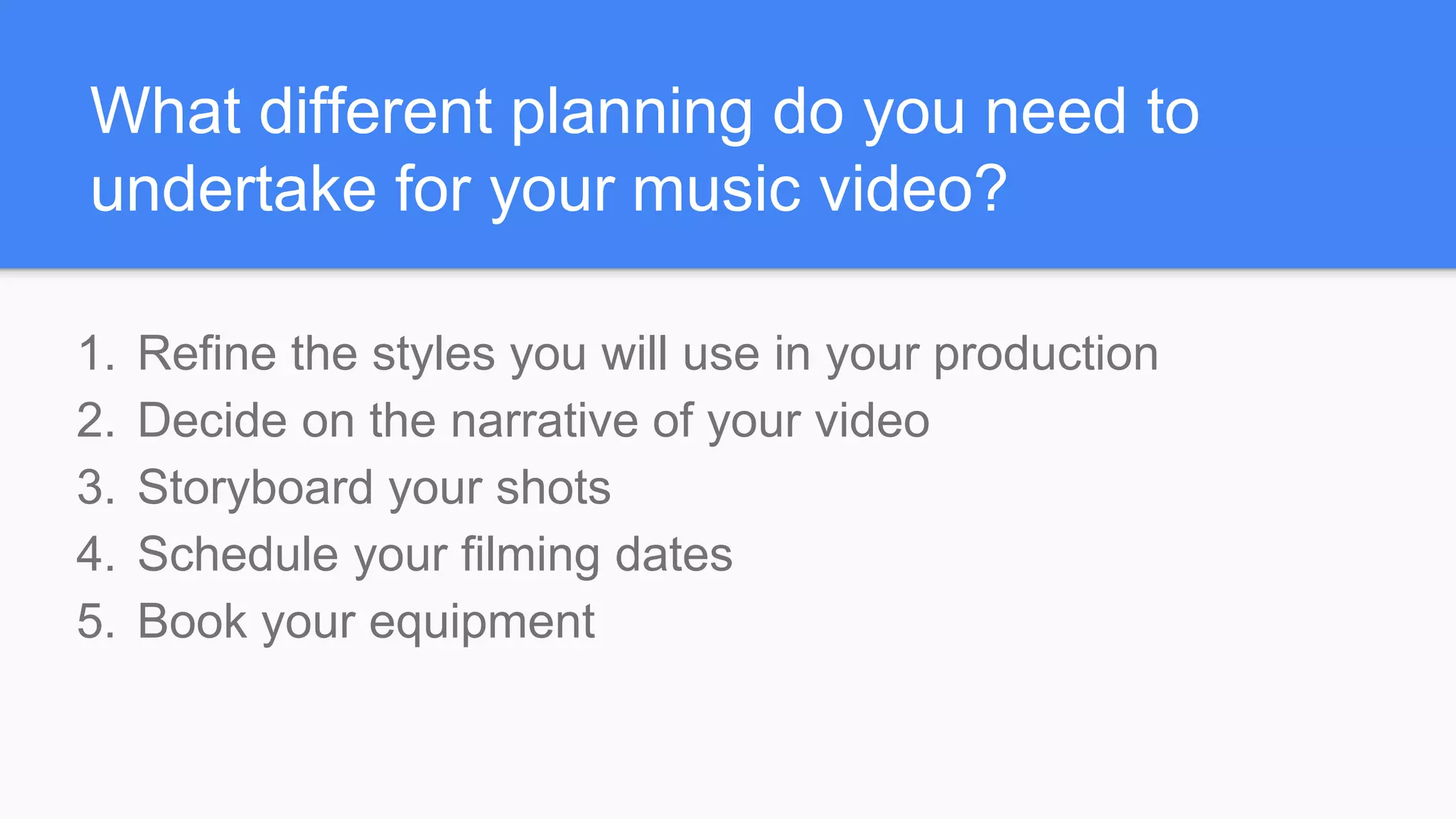 Music video: production & planning workshop | PPTX