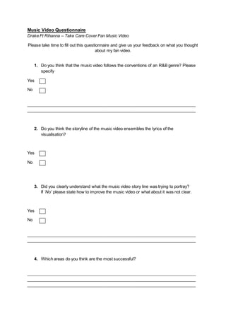 Music video questionnaire | DOCX
