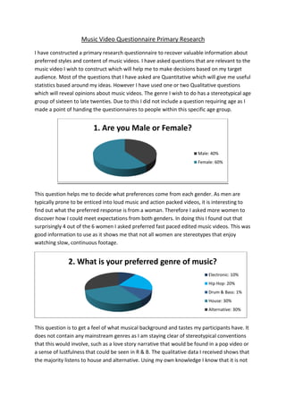 Music video questionnaire primary research | DOCX