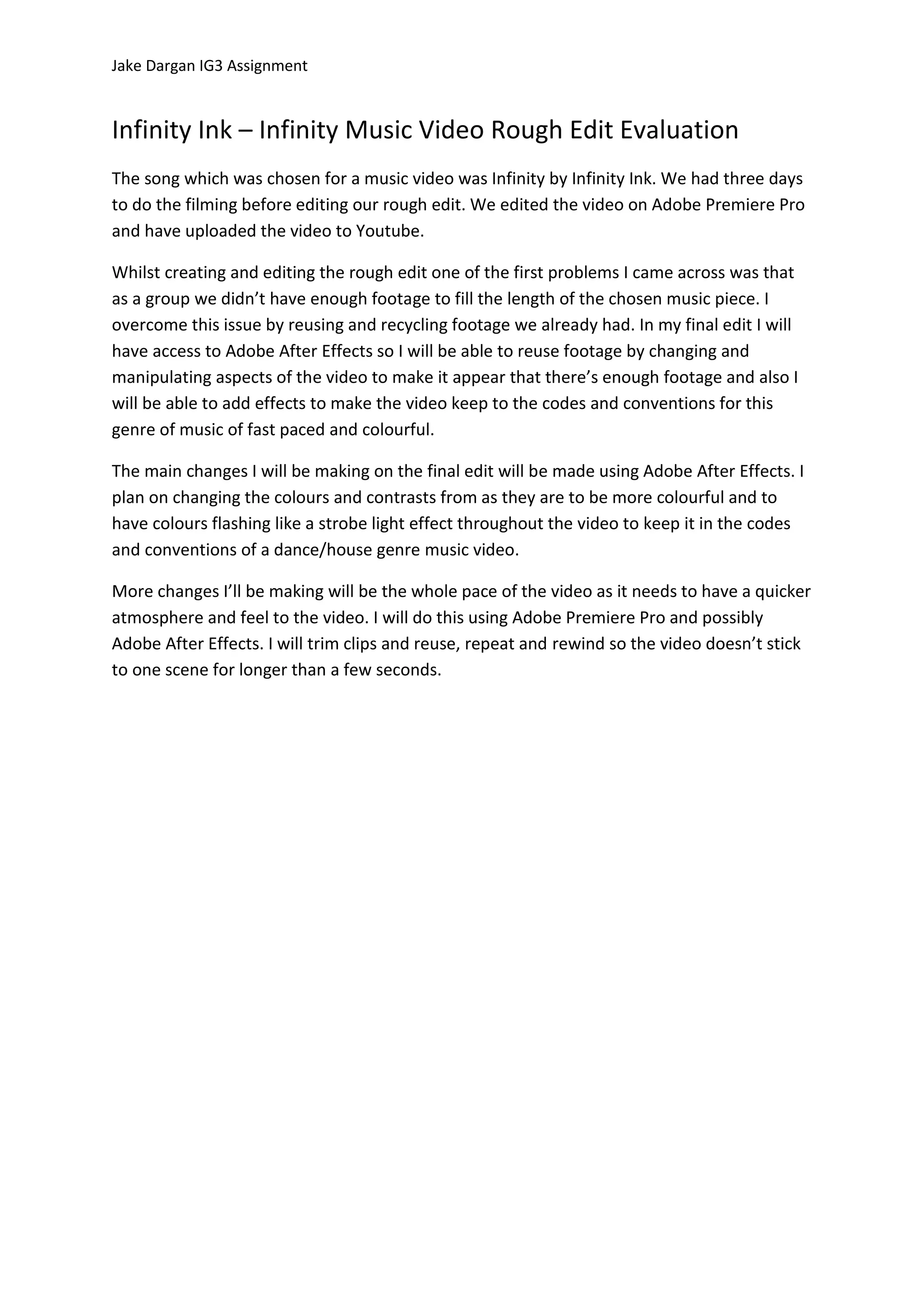 Music video rough edit evaluation | PDF