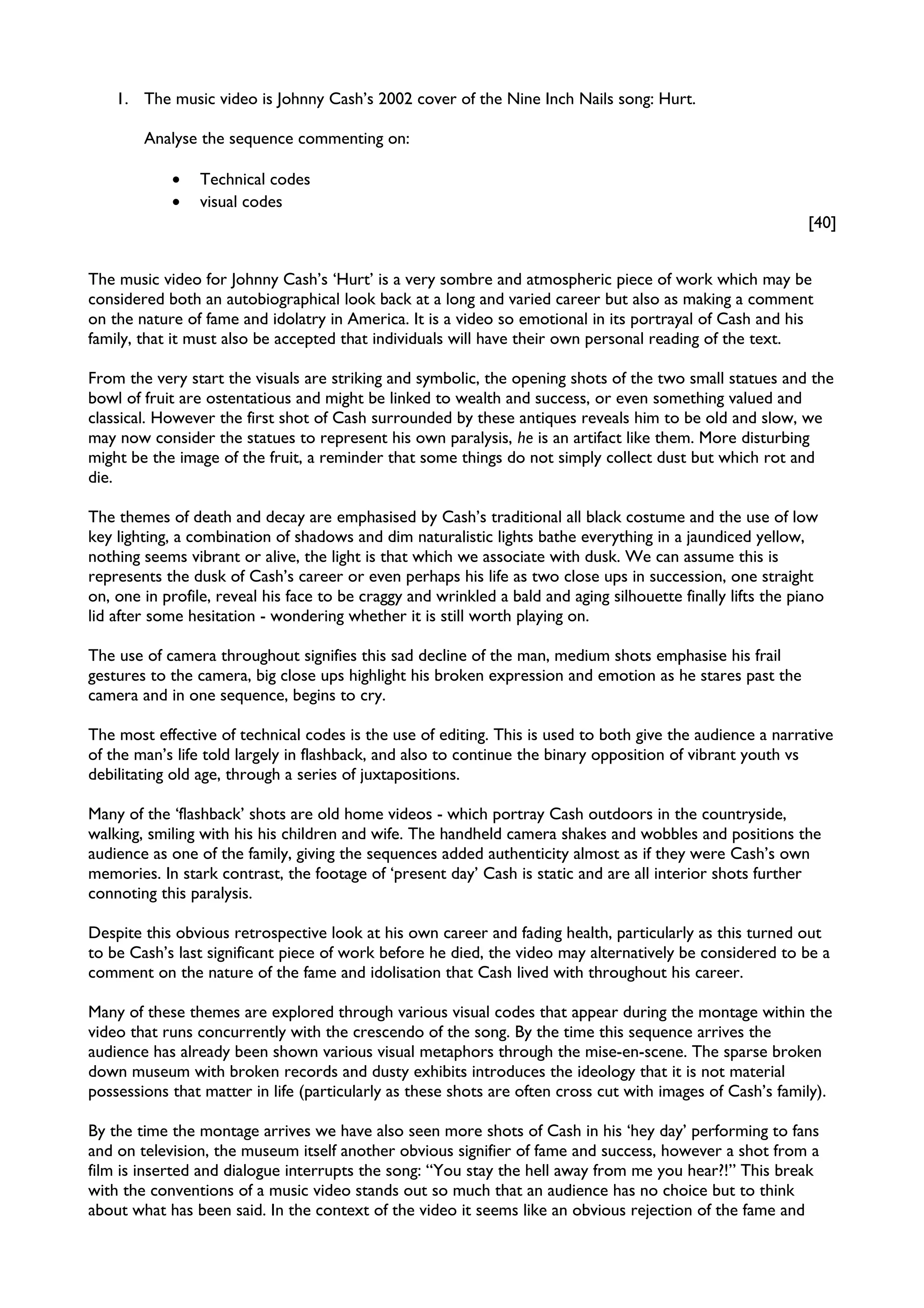 Music video sample answer | DOC