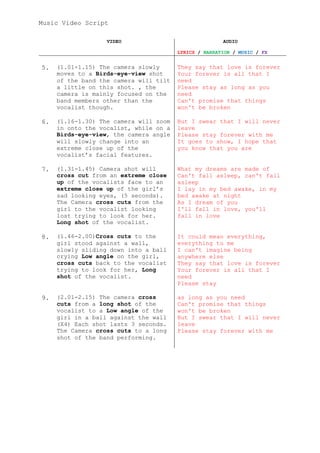 Music videoscript | PDF