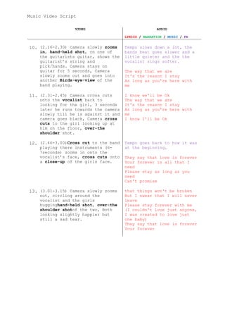 Music videoscript | PDF