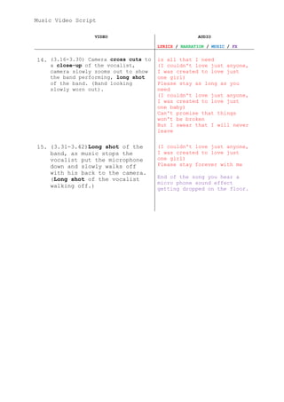 Music videoscript | PDF