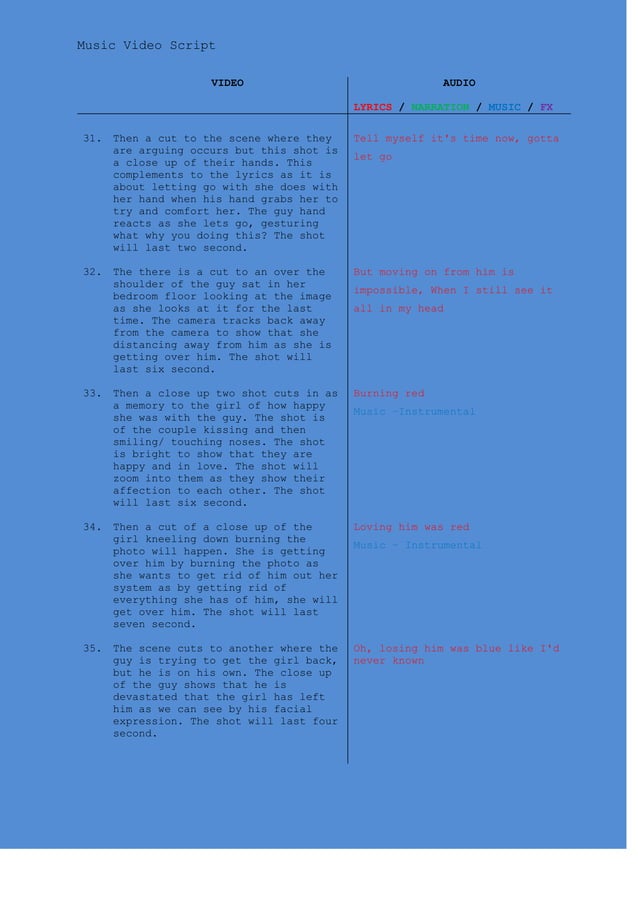 Music video script | PDF