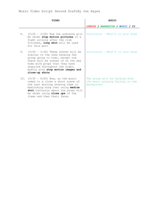 Music video script_ | DOCX | Music Video | Genres