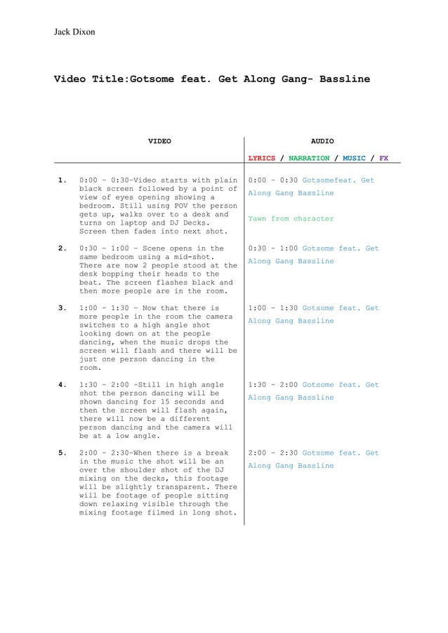 Music video script | PDF