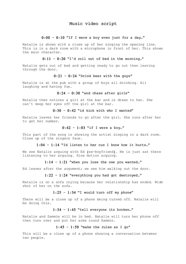 Music video script | PDF