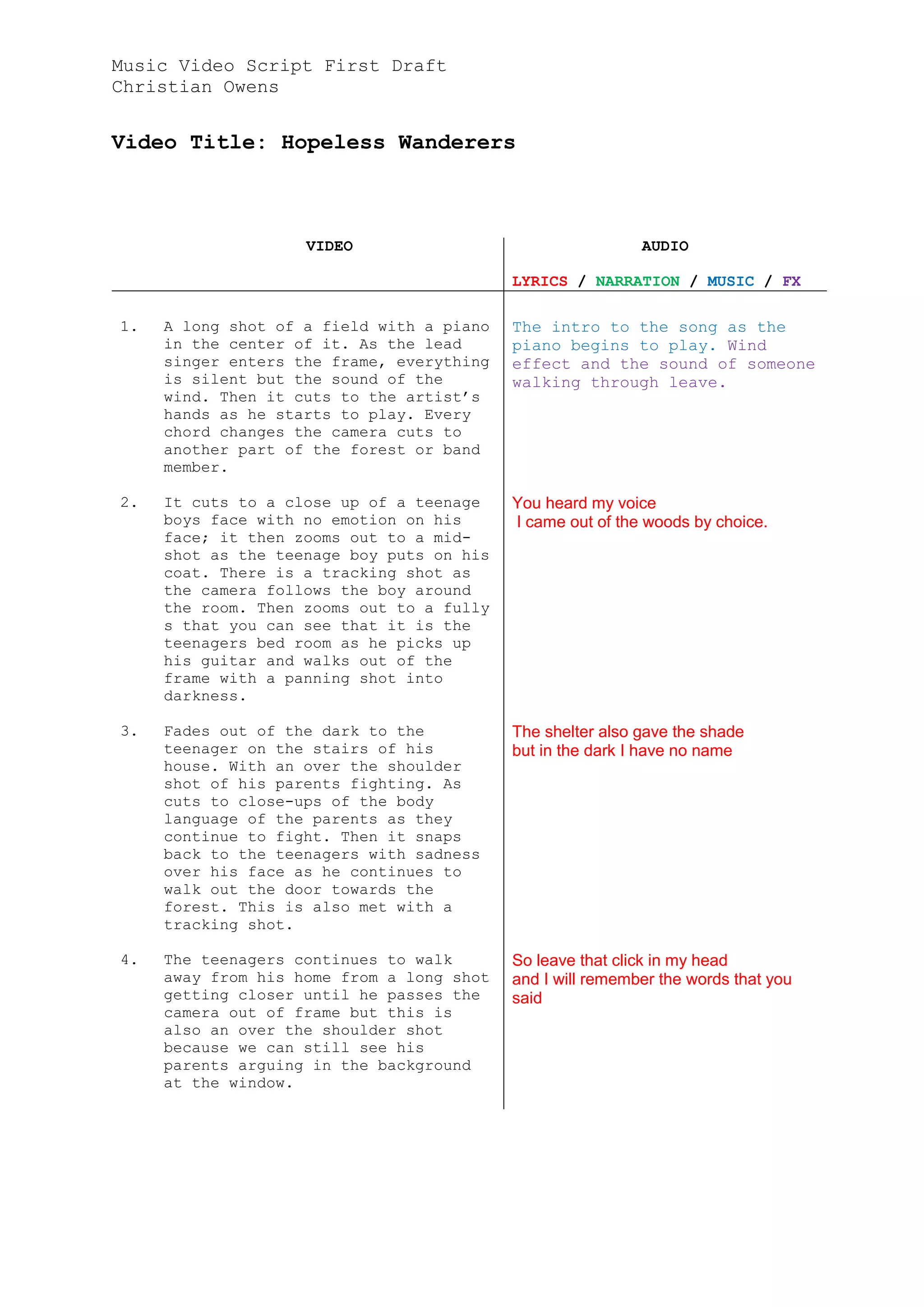 Music video script_template | DOCX