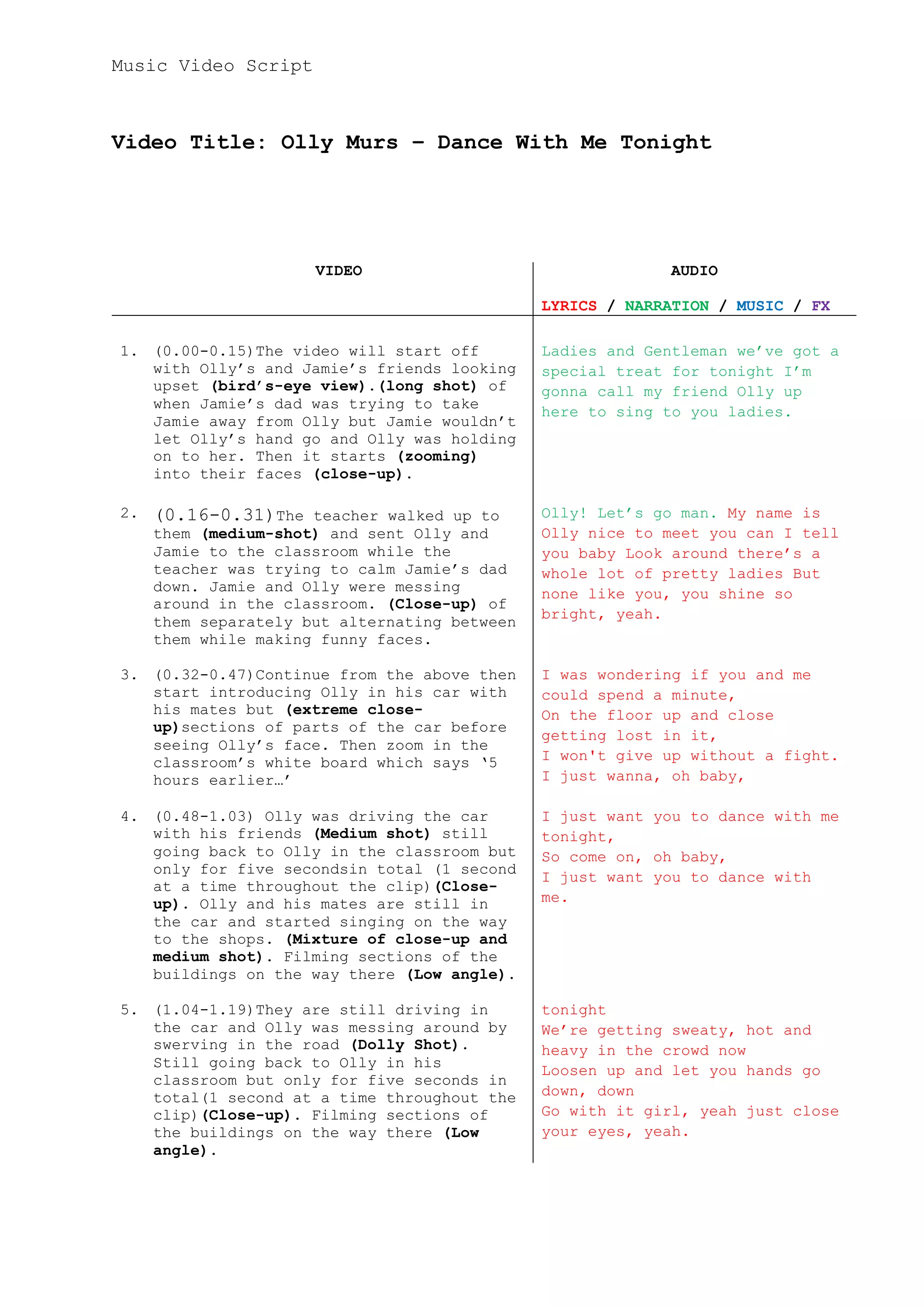 Music video script_template | PDF
