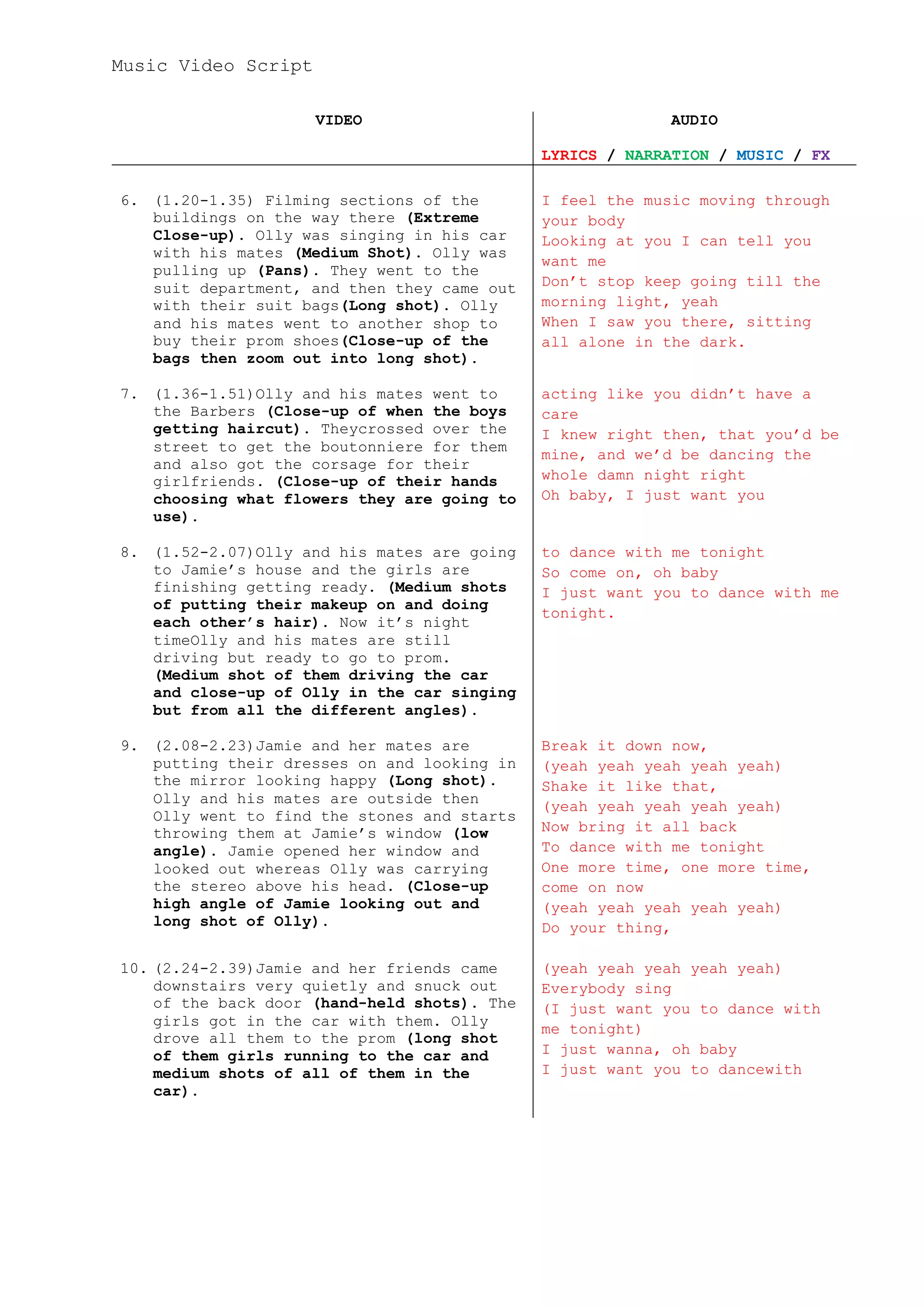 Music video script_template | PDF