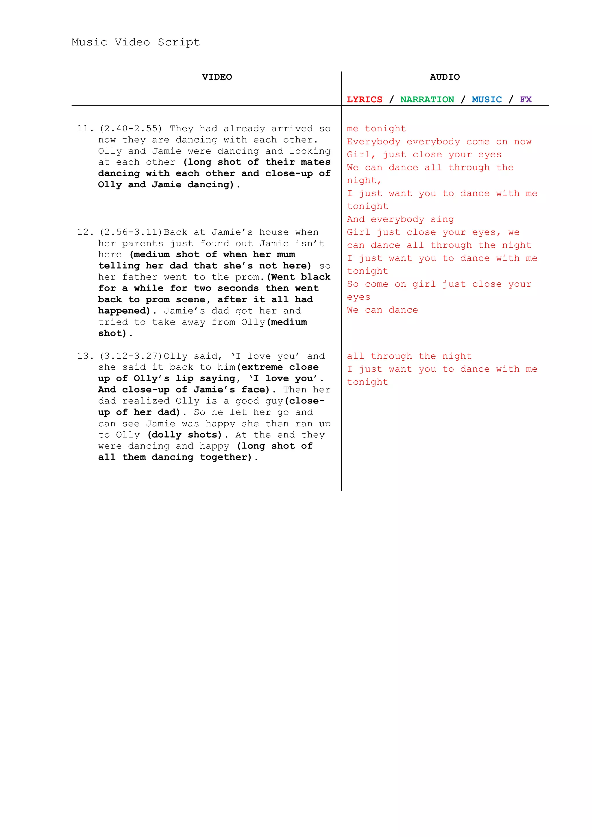 Music video script_template | PDF