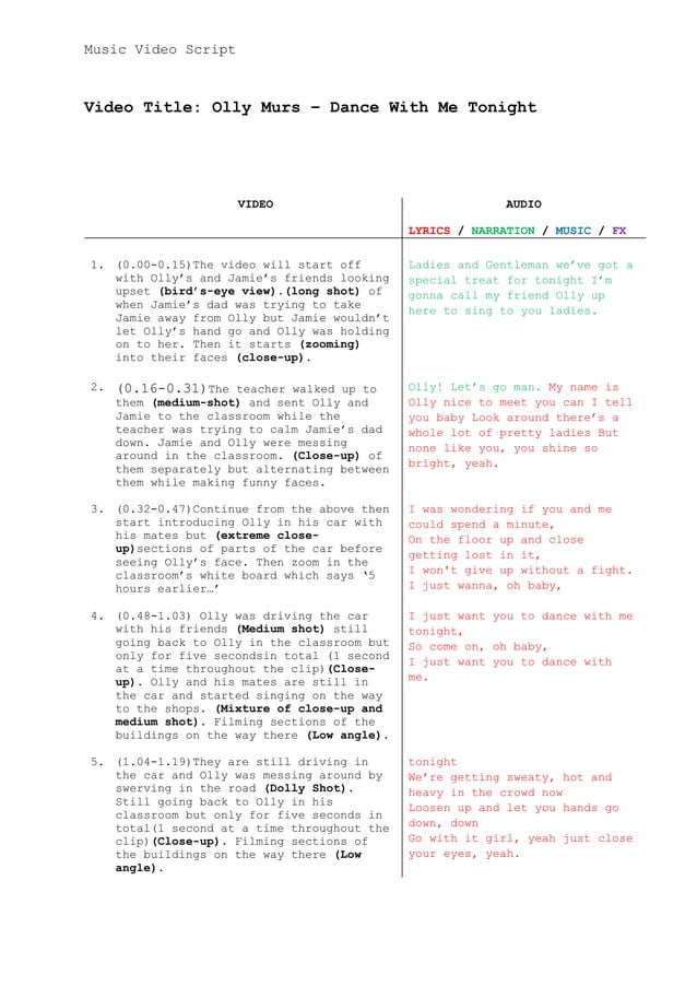 Music video script_template | PDF