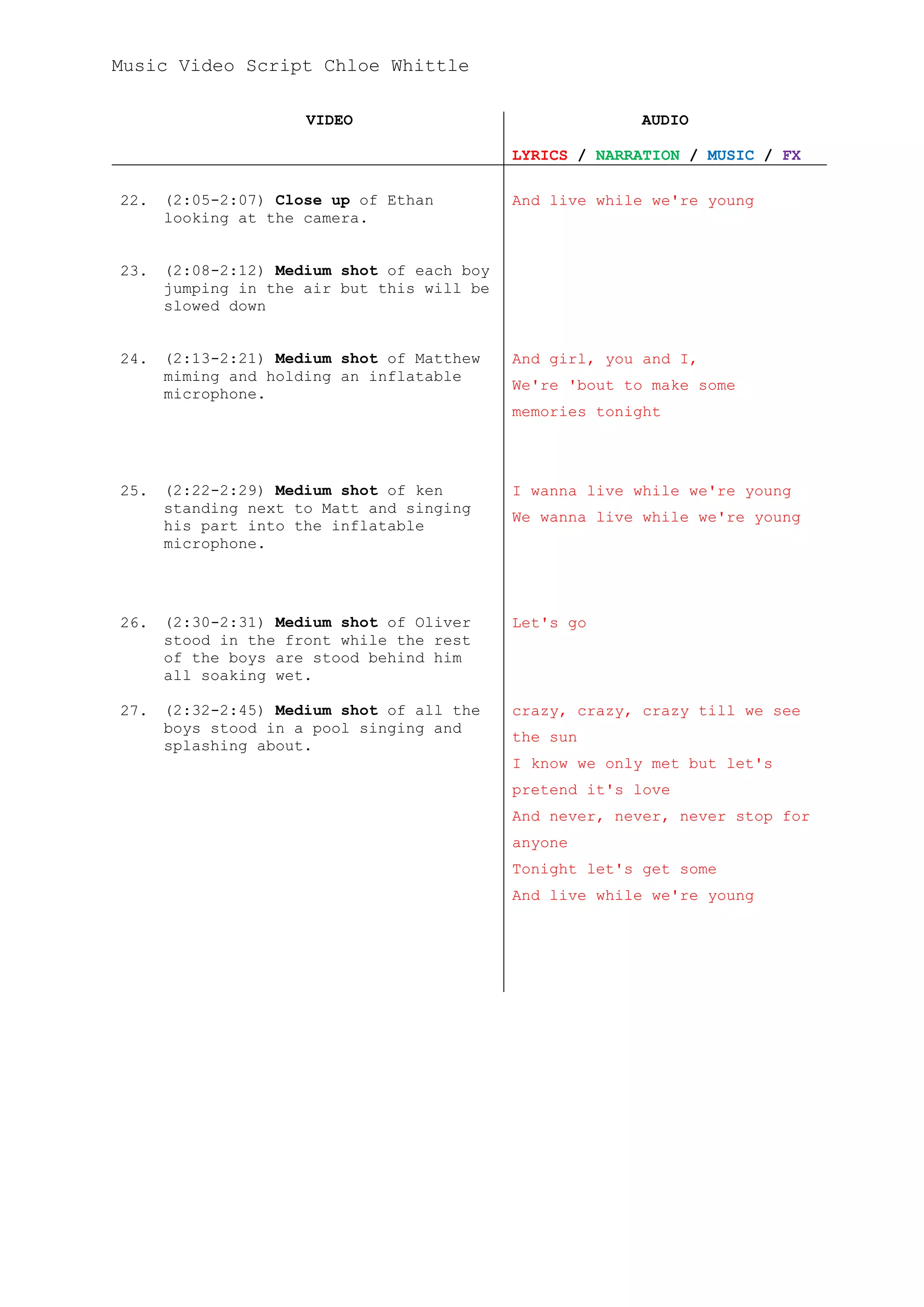 Music video script_template | PDF