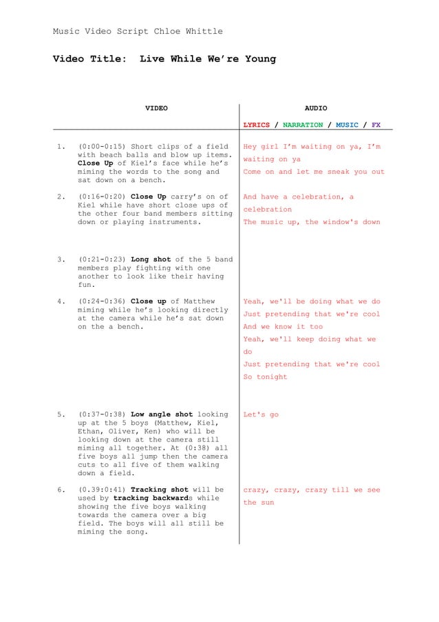 Music video script_template | PDF