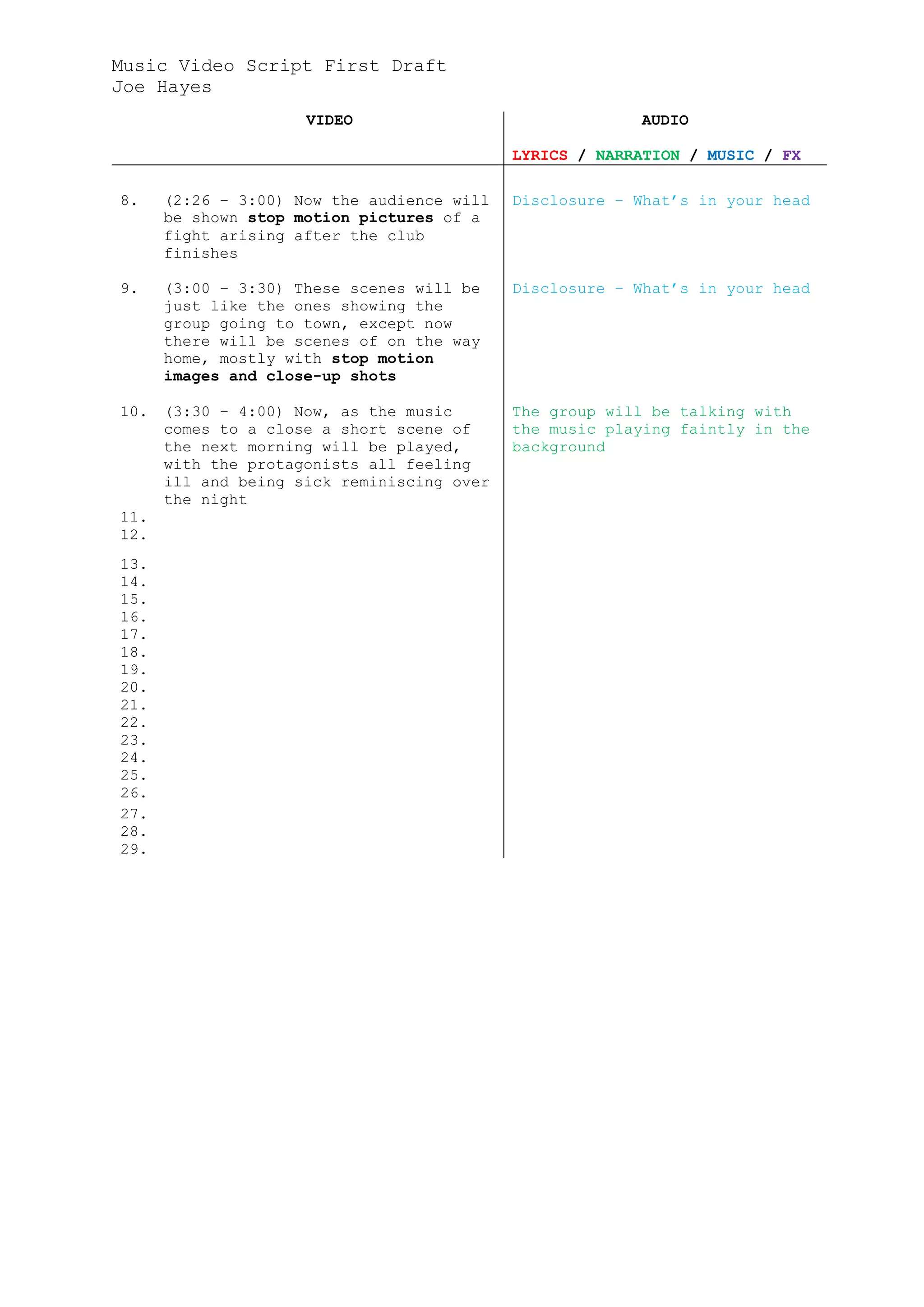 Music video script_template | PDF