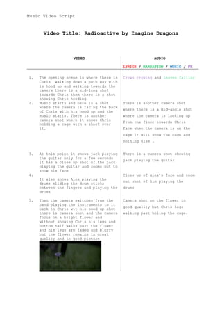 Music video script template | DOCX