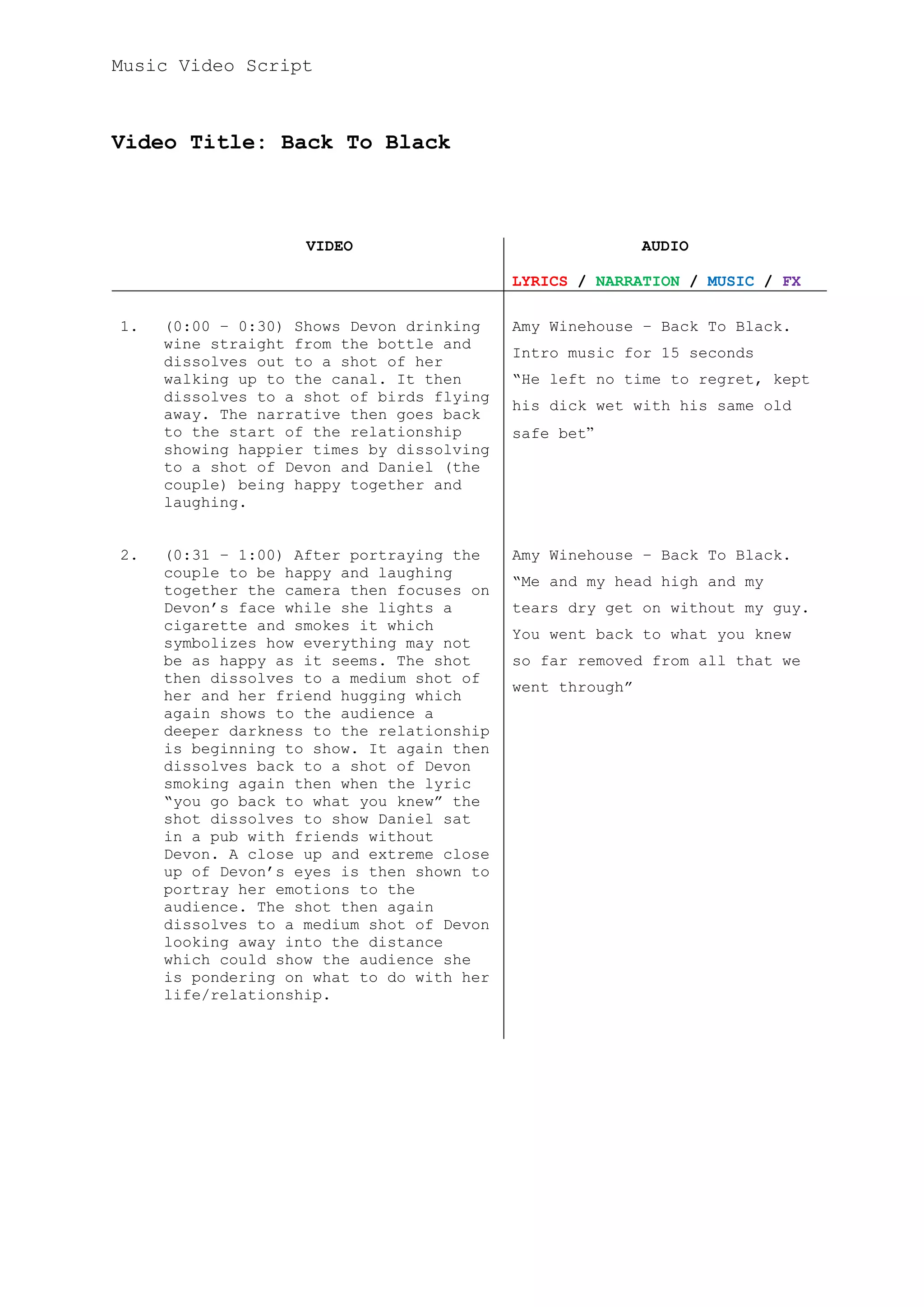 Music video script template | PDF