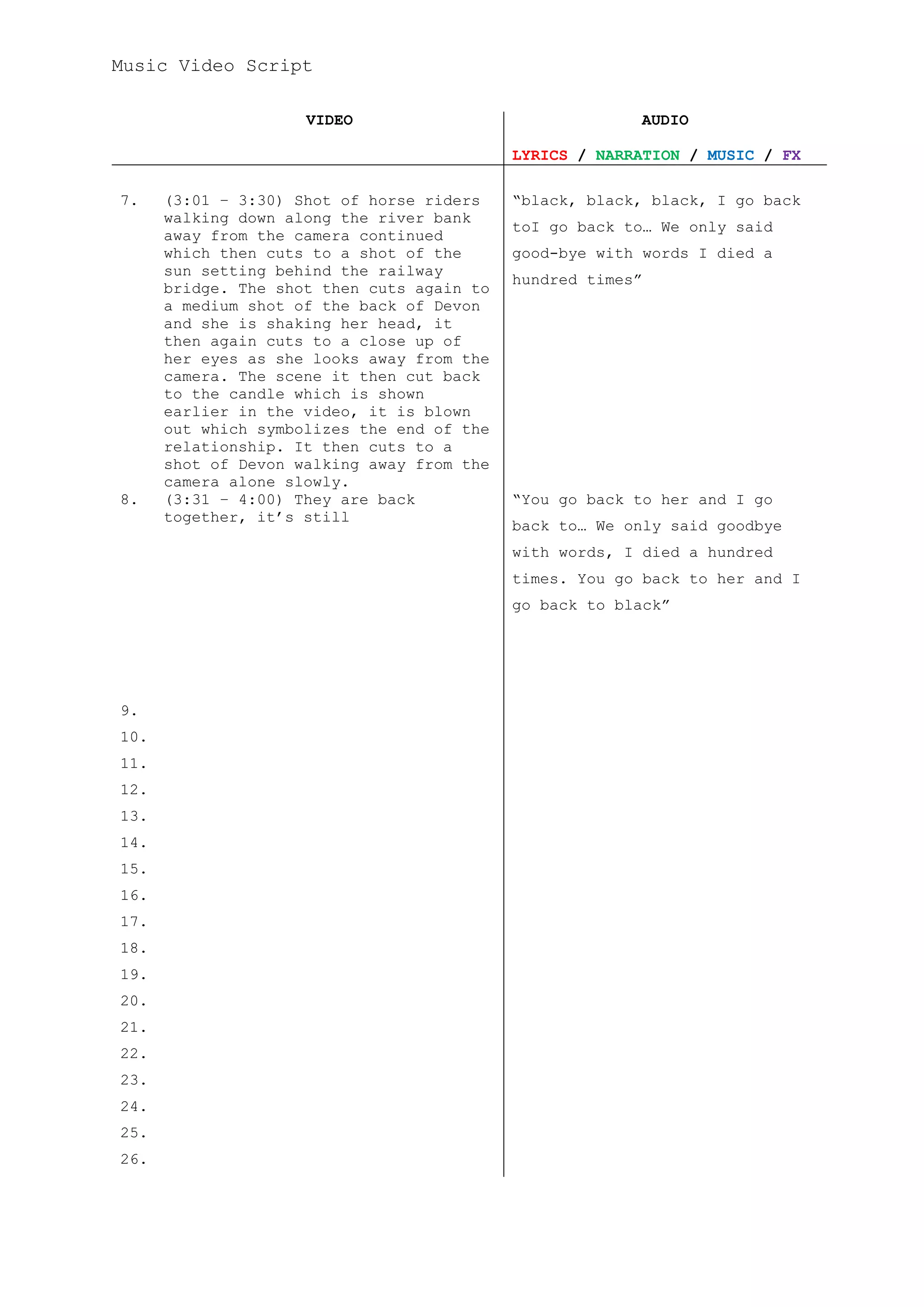 Music video script template | PDF