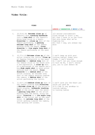 Music video script_template | DOCX