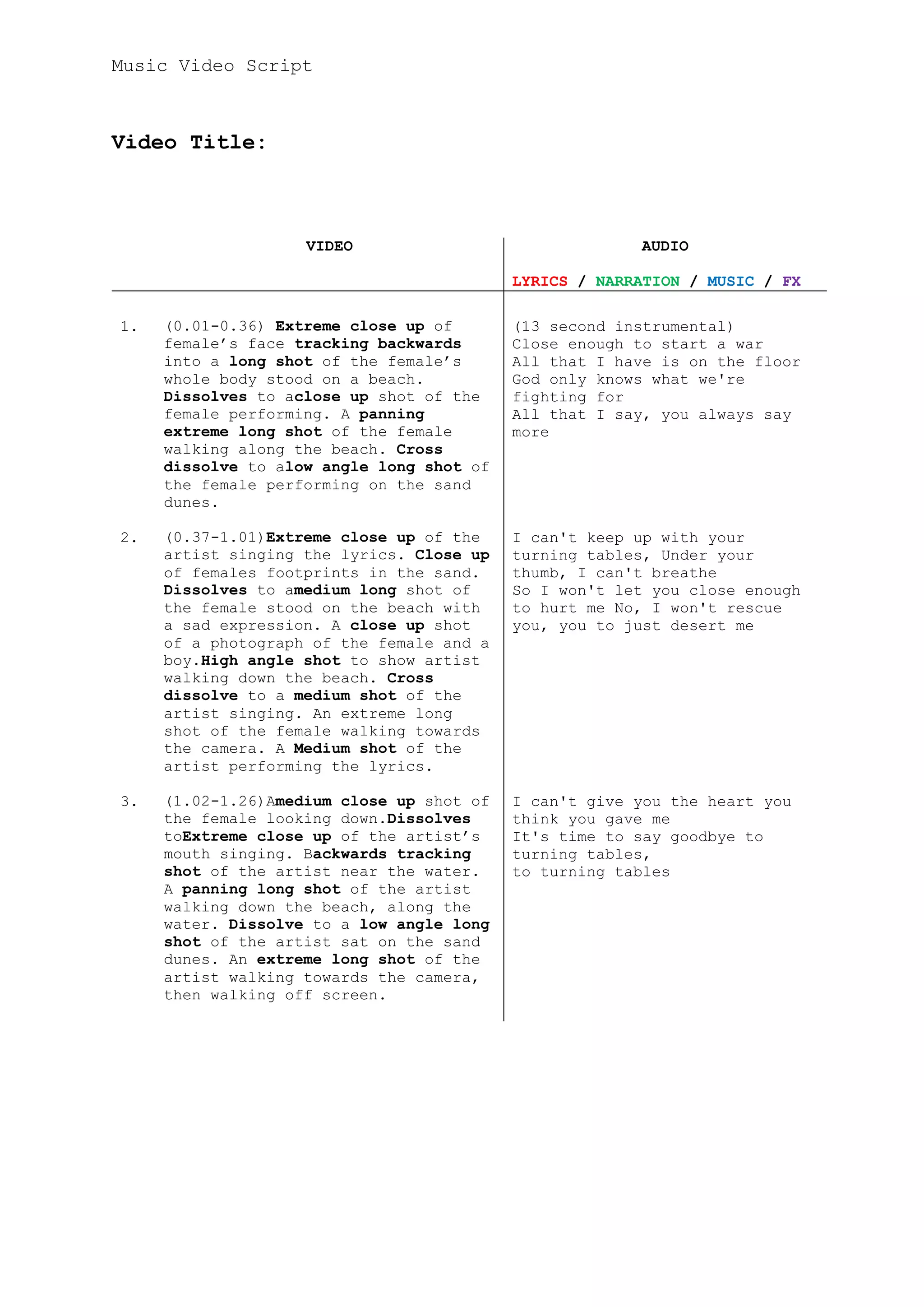 Music video script_template | DOCX