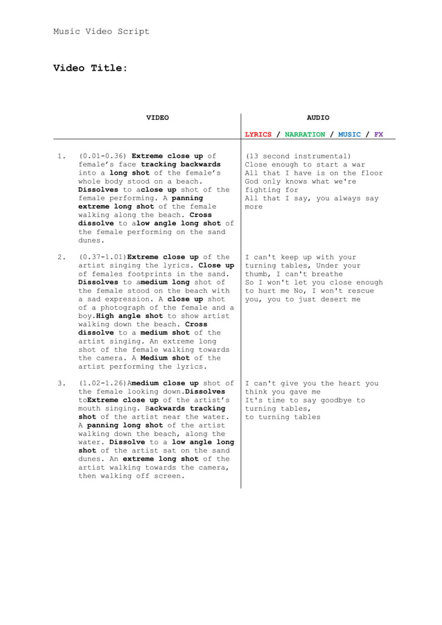 Music video script_template | PDF