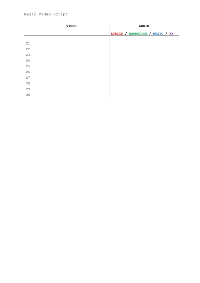 Music video script template | PDF