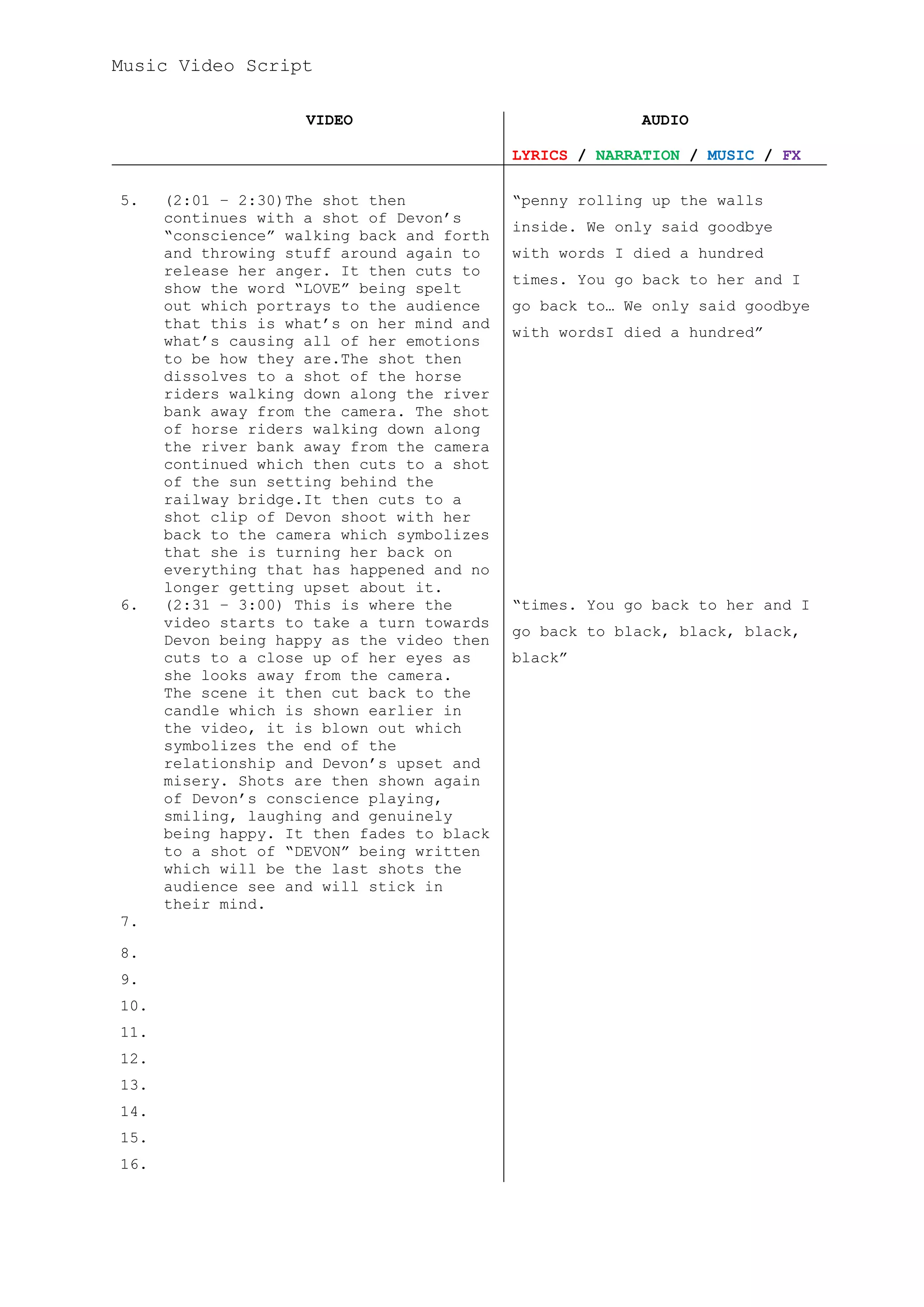 Music video script template | DOCX | Music Video | Genres