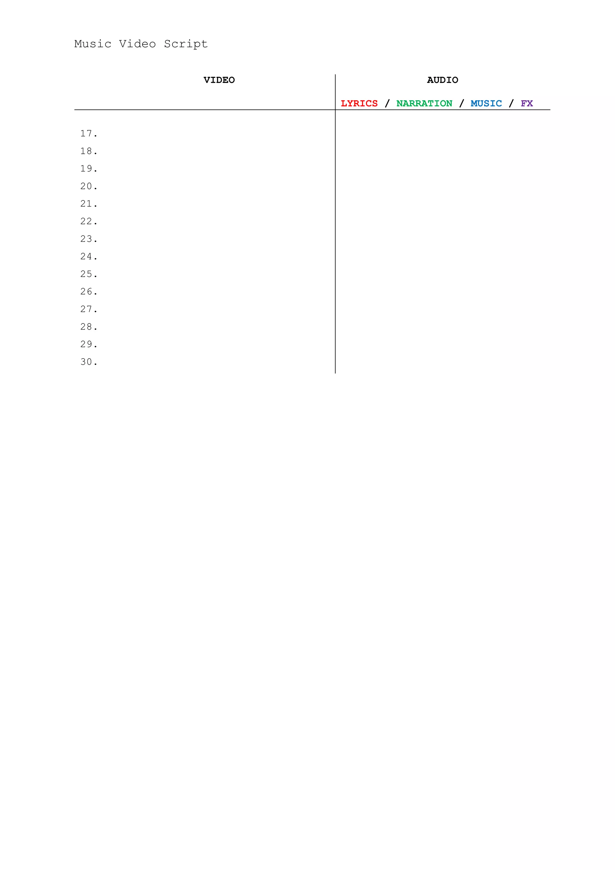 Music video script template | PDF