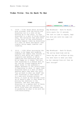 Music video script template | DOCX | Music Video | Genres