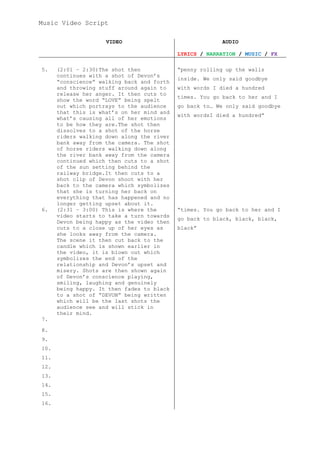 Music video script template | DOCX | Music Video | Genres