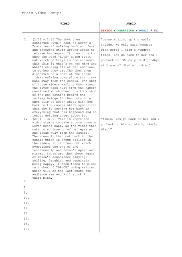 Music video script template | PDF