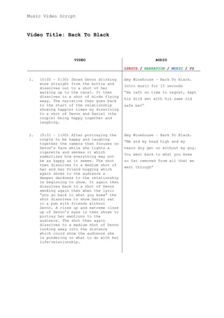 Music video script template | DOCX