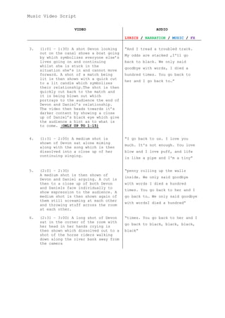 Music video script template | DOCX