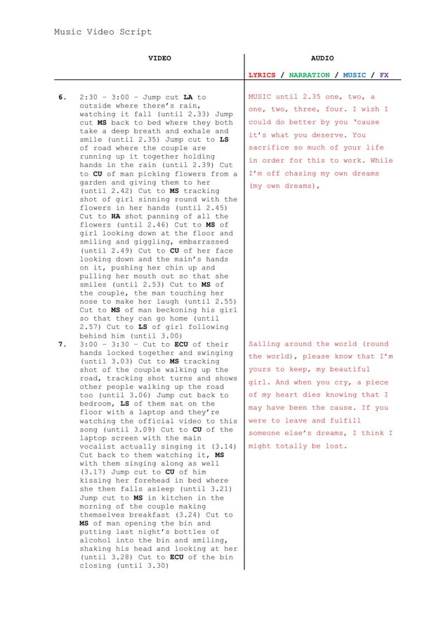 Music video script template | DOCX | Music Video | Genres