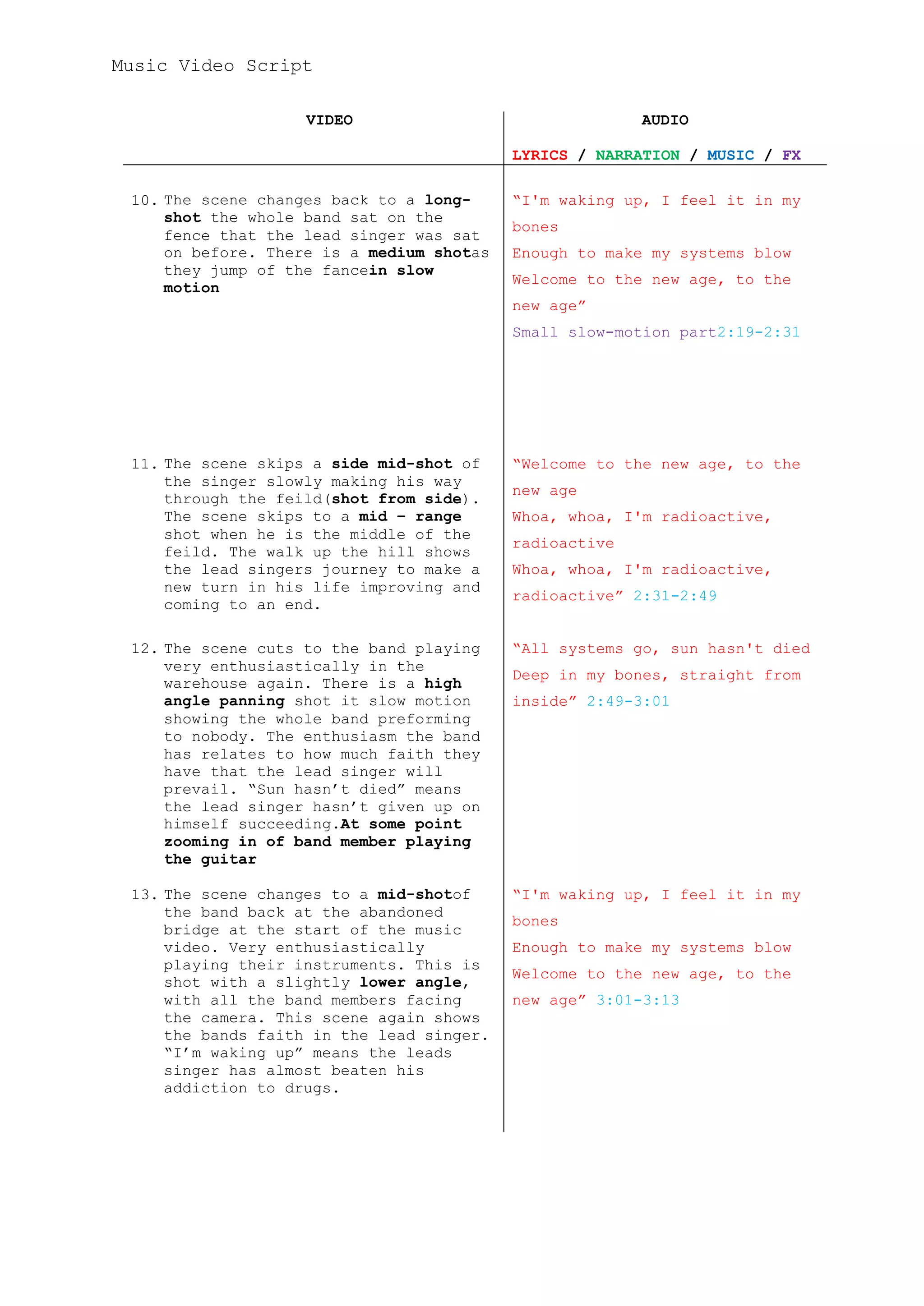 Music video script_template_1 | DOCX