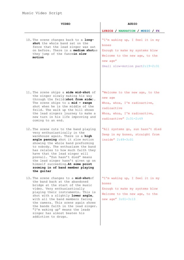 Music video script_template_1 | PDF