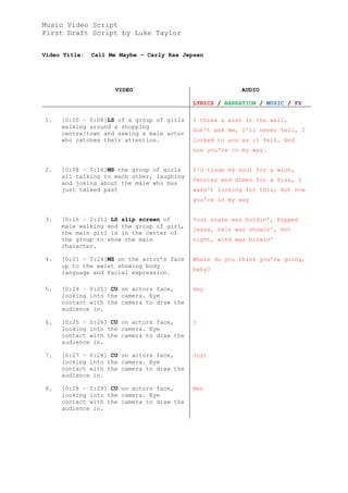 Music video script_template2 | PDF