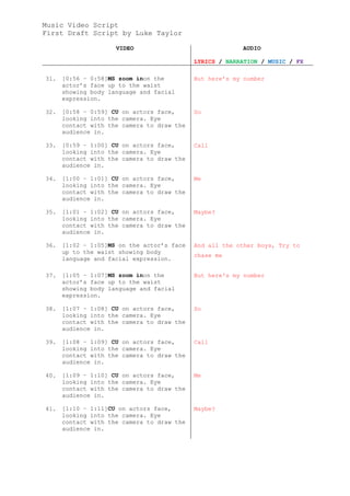Music video script_template2 | PDF