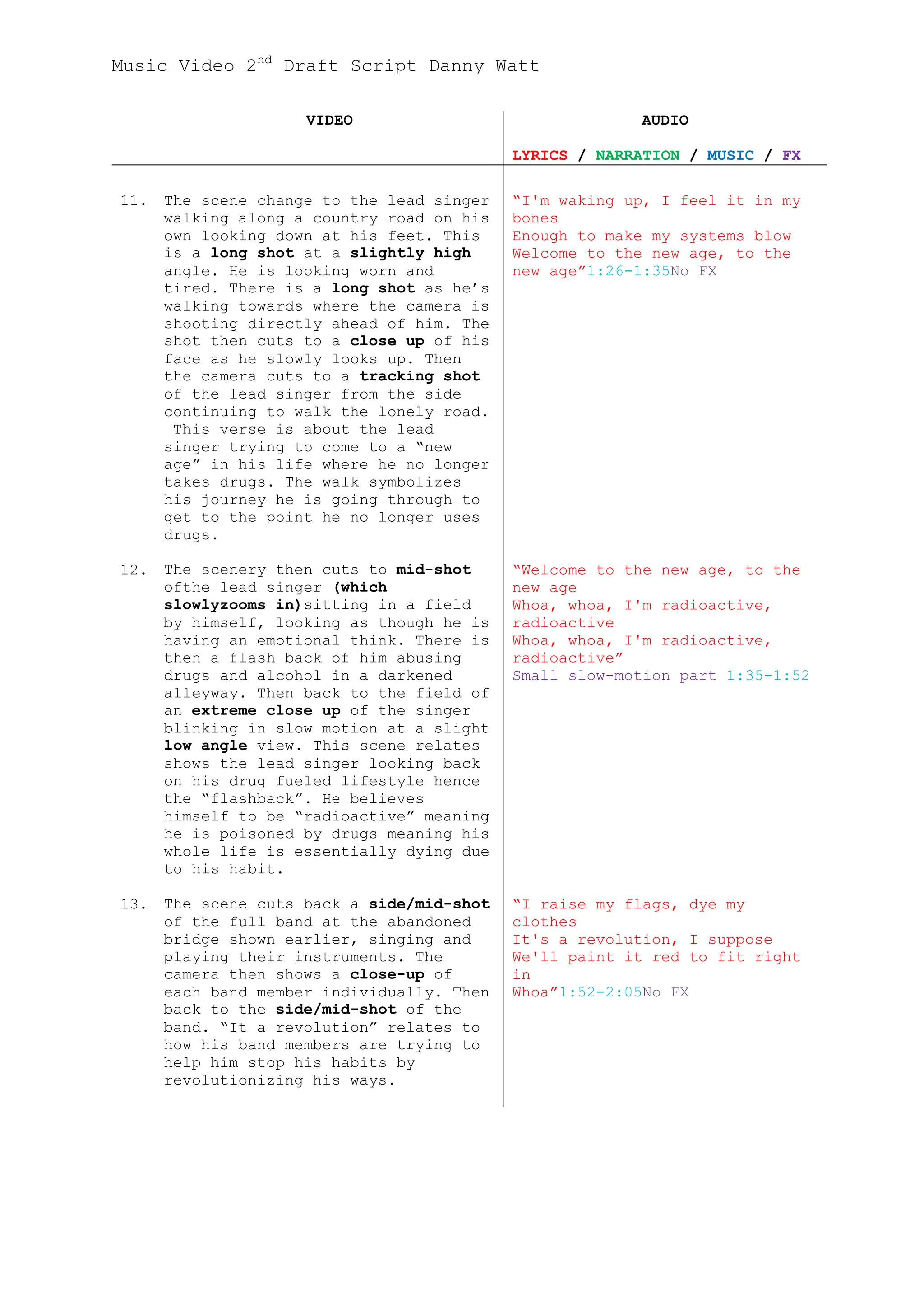 Music video script_template 2 | PDF