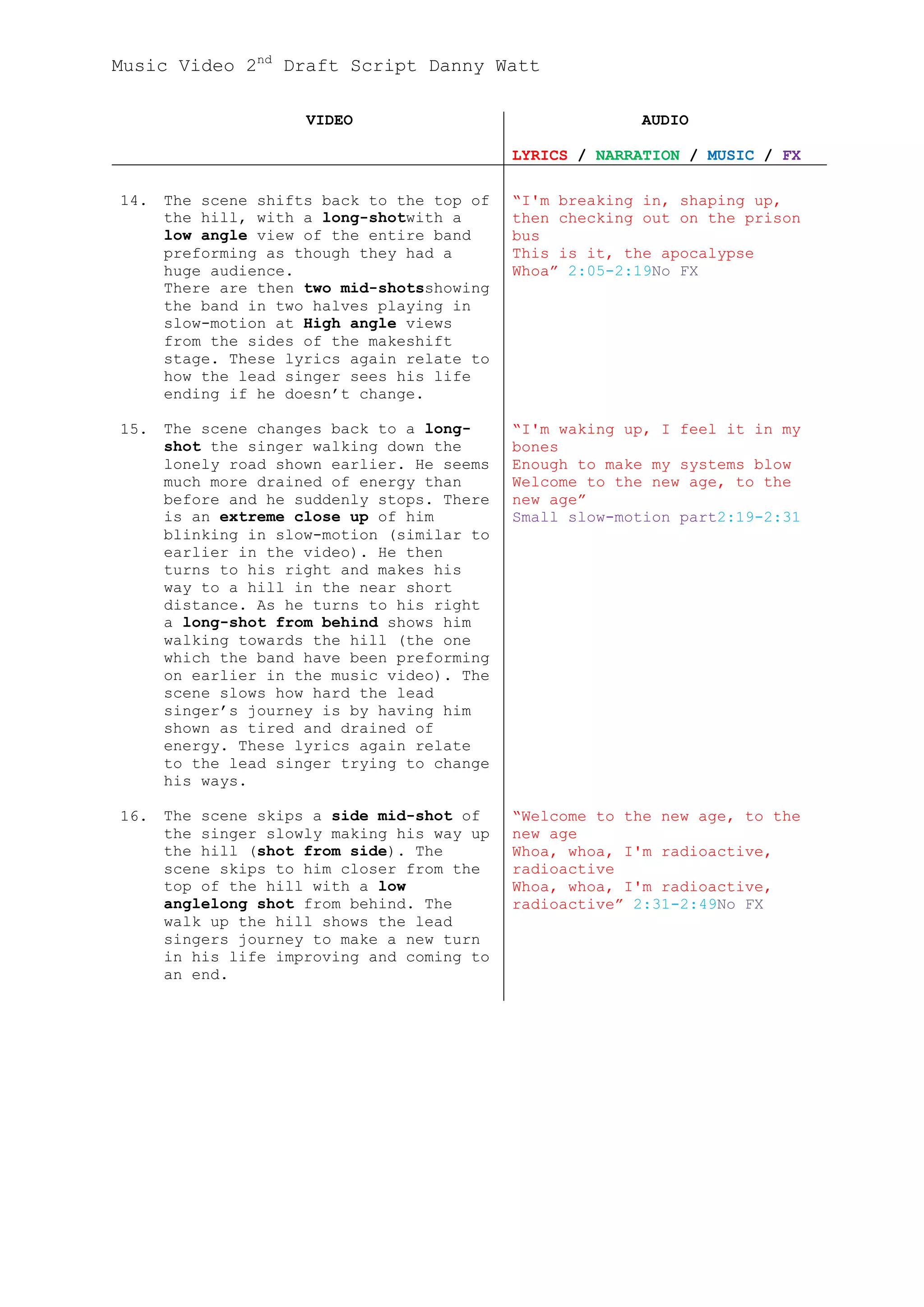 Music video script_template 2 | PDF