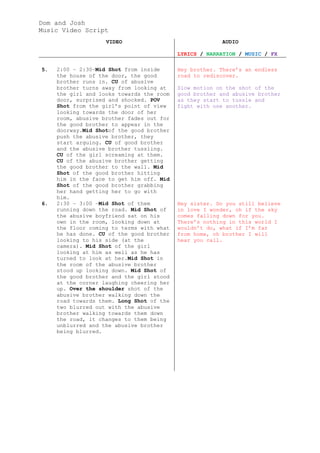 Music video script template a2 media adv portfolio1 | DOCX