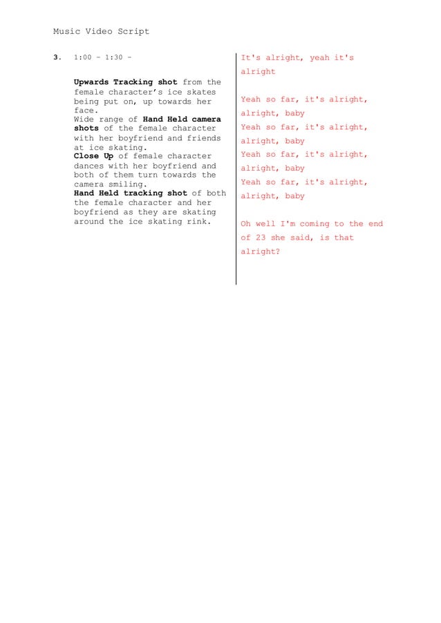 Music video script template a2 media adv portfolio | PDF