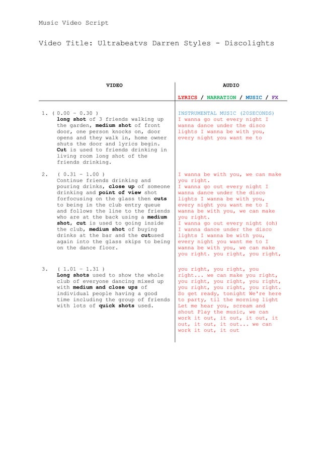 Music video script_template finished | PDF