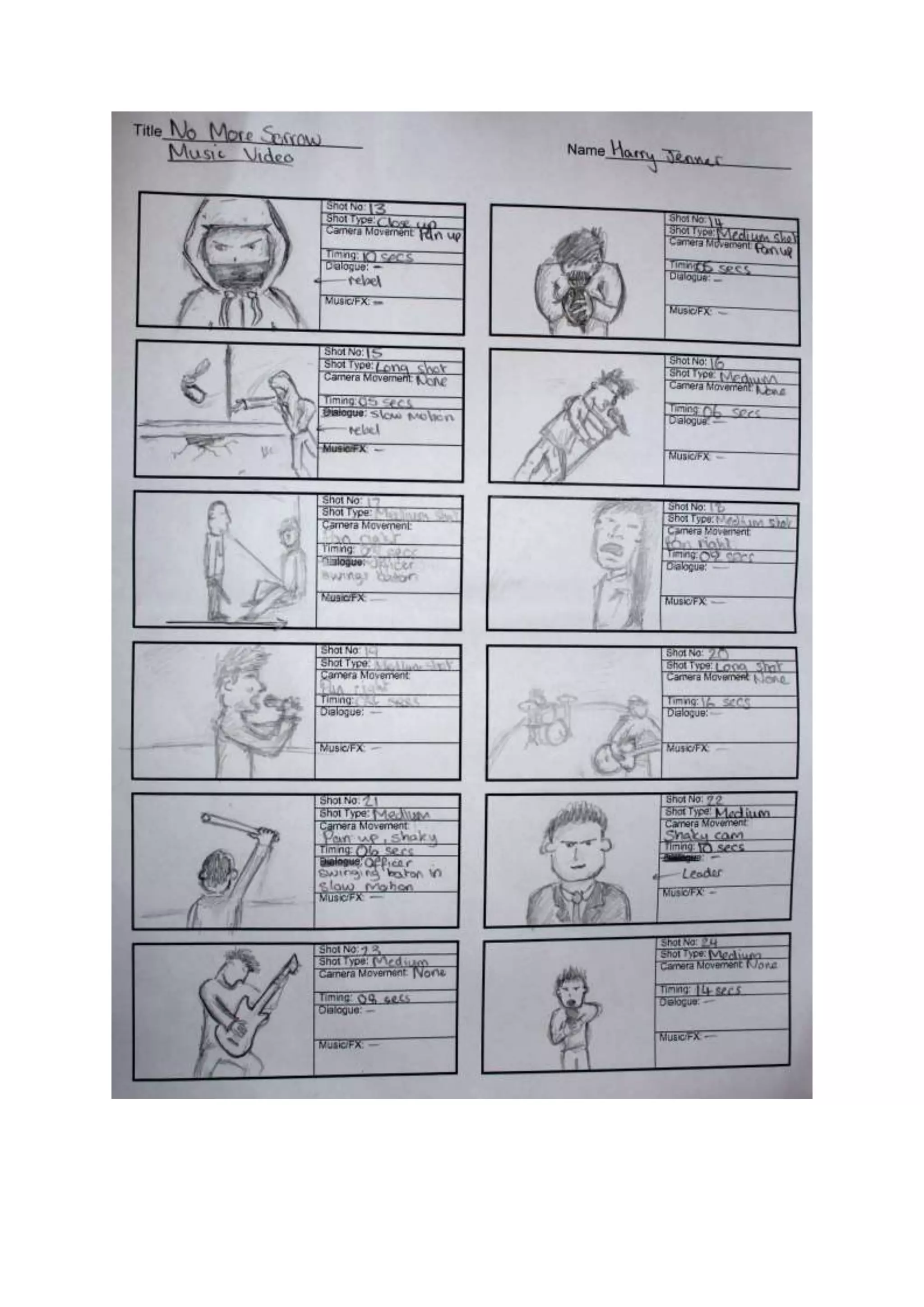 Music video storyboard | DOCX