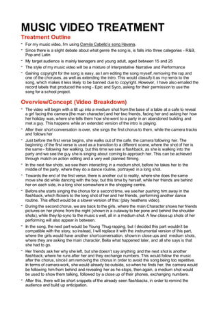 Music Video Treatment | DOCX