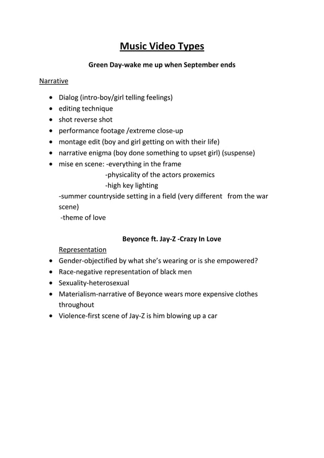 Music video types | PDF