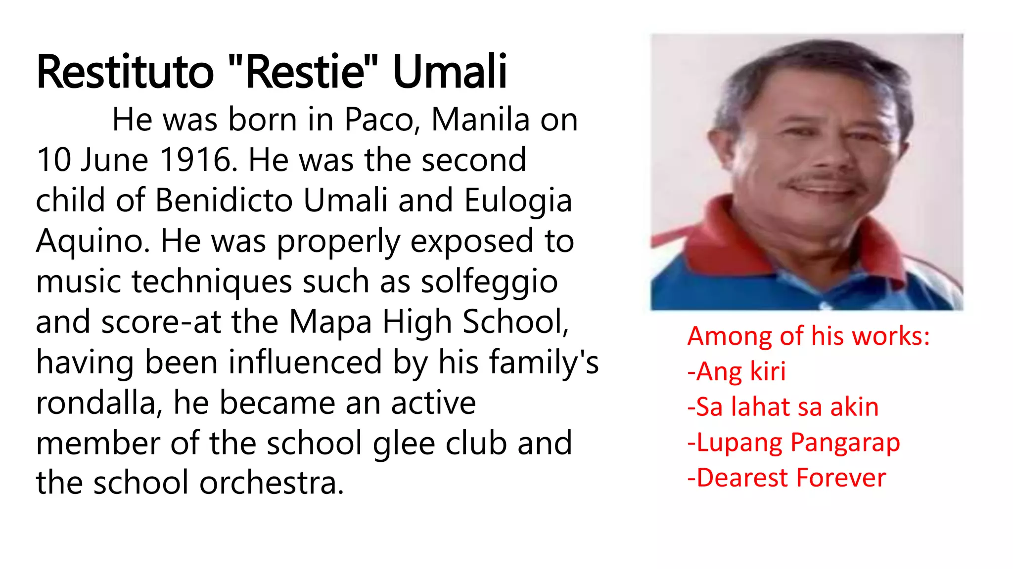 Modern Filipino Musician and Songwriter | PPTX